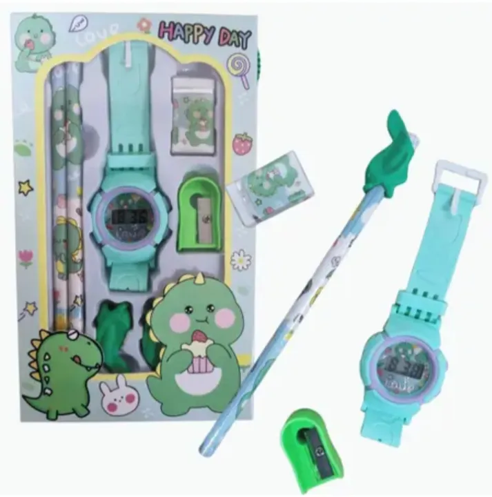 Cartoon 7 in 1 Stationary Gift Set Birthday Gift For Kids With Digital ...