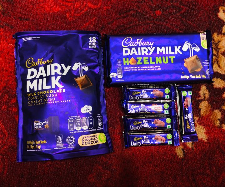 Cadbury dairy milk pack which contains 1 large Cadbury dairy,18 mini ...