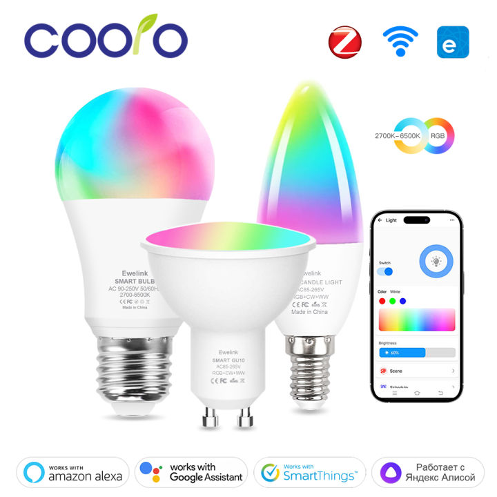 Smart WiFi Zigbee LED Light Bulb Dimmable E27 E14 GU10 RGBCW 2700-6500K ...