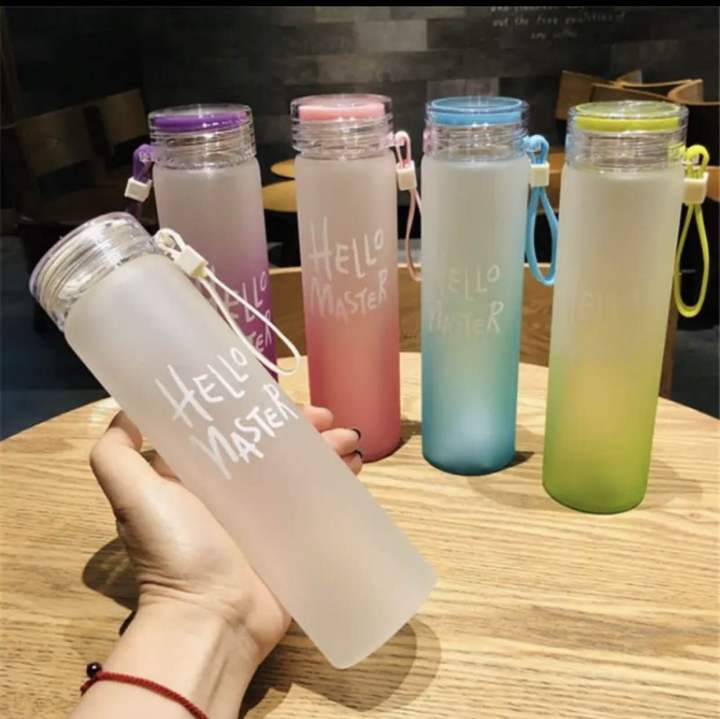 500ml Gradient Color Water Bottle Portable Frosted Colorful Drinking ...