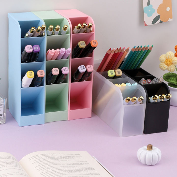 Desk Organiser Creative Transparent Oblique Insert Pen Holder Desktop ...
