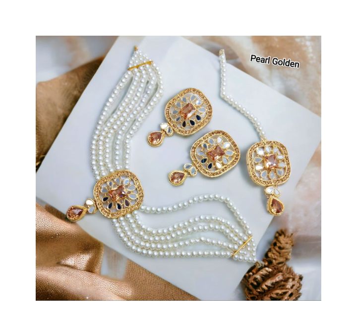 New Turkish style choker patti set with earrings and tika for girls and ...