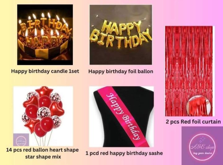 happy birthday red theme set | Daraz.com.bd