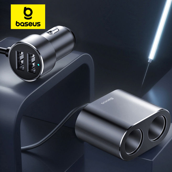 Baseus Car Splitter Cigarette Lighter 12V-24V Dual USB Car Charger ...