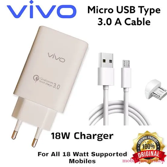 Original Vivo Fast Charger + Data Cable - Micro-USB - Super Fast Vivo Charger - Quick Charge ...