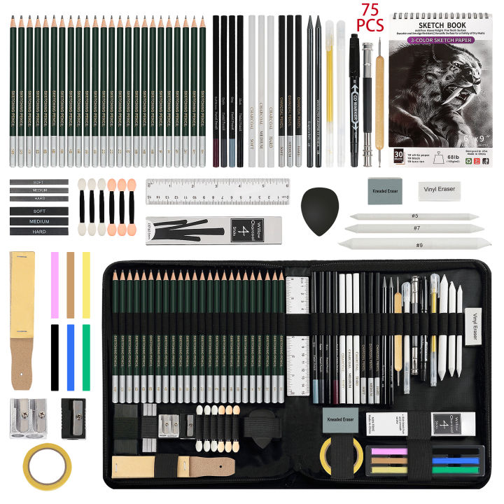 14/29/46/64/68/75 pcs Drawing Sketching Coloring Set Drawing Pencils ...