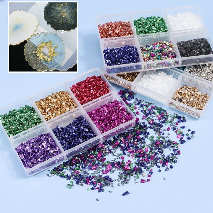 1Box 6Colors Crushed Glass Stones Fillings Set For DIY Drip Epoxy Resin ...