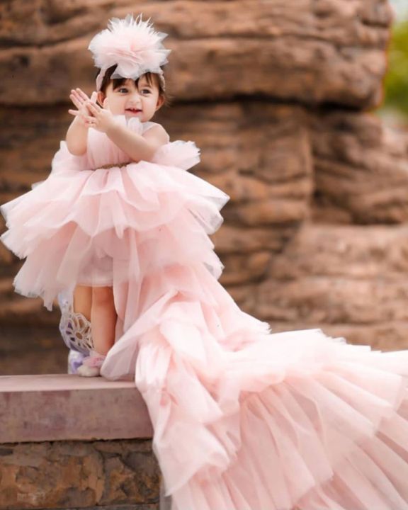 Aahel kids own birthday frock fancy frock party wear net and silk tail ...