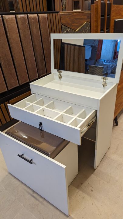 Folding Make-up Dressing Table with built-in mirror, sliding seat ...