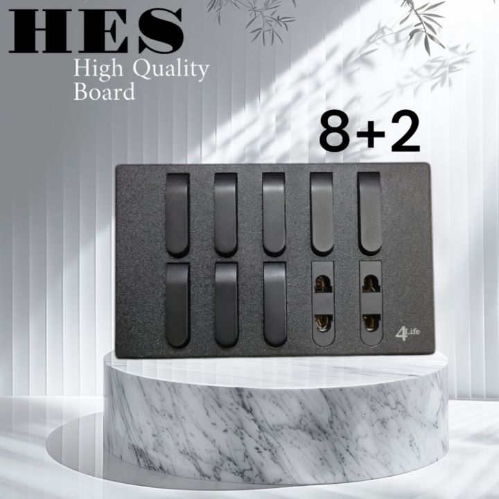 8 switch+ 2socket China Fitting Board Black Metal Slim | Daraz.pk