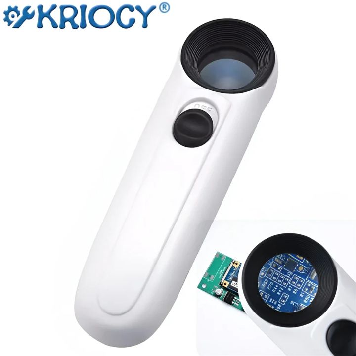 40X Handheld Magnifier with 2 LED Light Illuminated Lamp Microscope ...