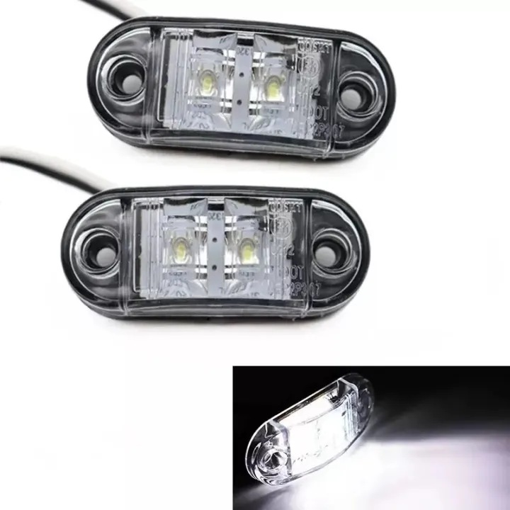 2Pcs White Color LED Side Marker Lights Car External Lights Warning ...