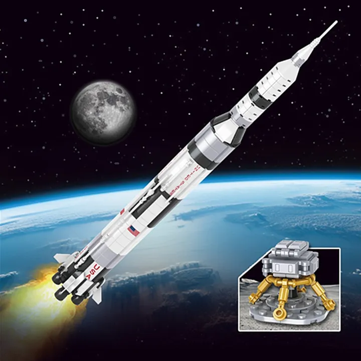 50CM USA NASAS Exploring Apollos Saturn V Space Launch Rocket Model ...