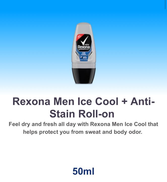 Rexona Men Ice Cool Deodorant For Men 50ml Imported Fragrance Roll On Anti Stain 48h Anti ...