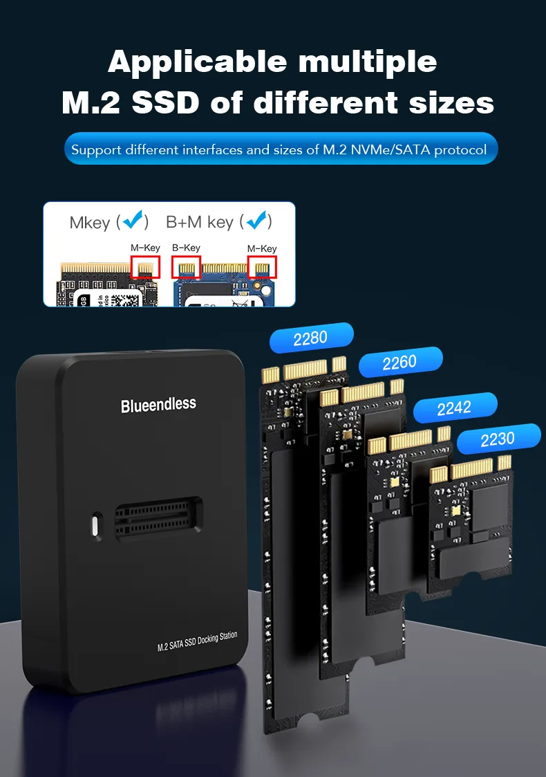 Blueendless External SSD Hard Disk NVME Enclosure 10G Online Reading Writing Speed SSD Case For ...
