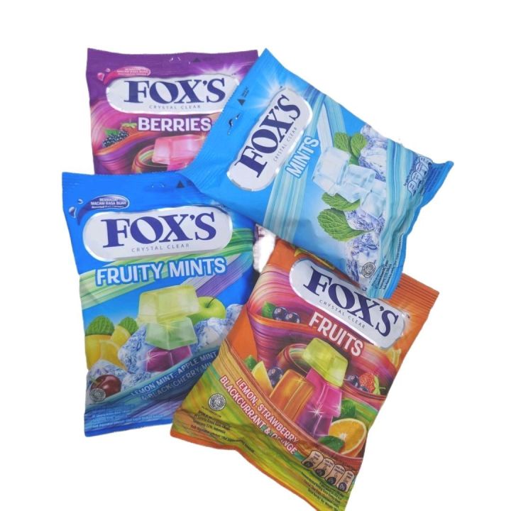 Fox's Crystal Clear Candy Pack of 4 Assorted Flavours 90g x 4 Berries ...