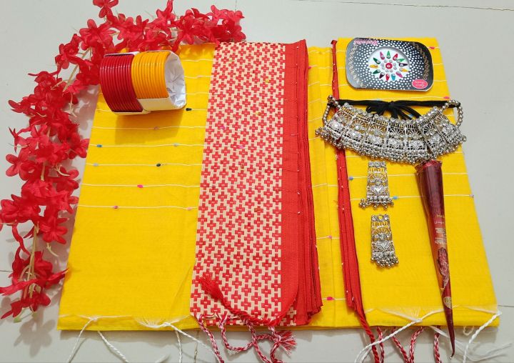 Falgun Special Halfsilk Saree With Combopack For Gift | Daraz.com.bd
