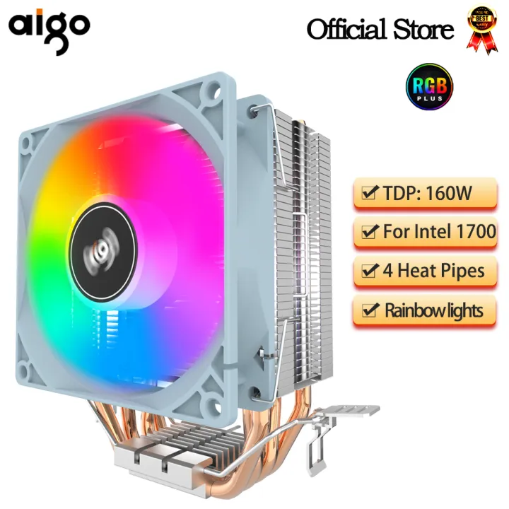 Aigo CPU Cooler 2 4 6 Heat Pipes PC Radiator Cooling 3PIN PWM Silent ...