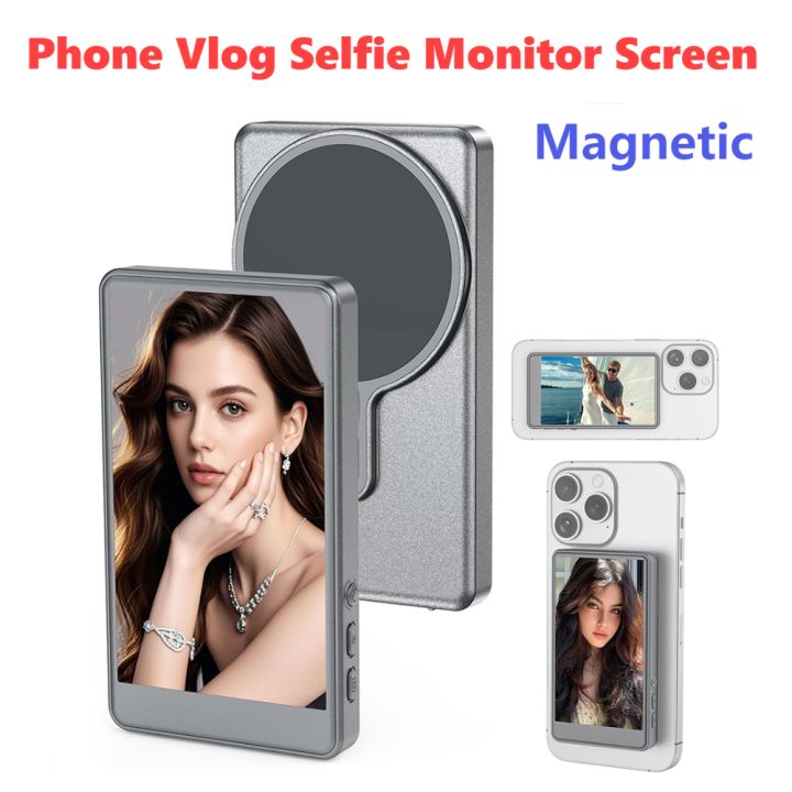 Magnetic Phone Vlog Selfie Monitor Screen Wireless Selfie Screen Rear ...