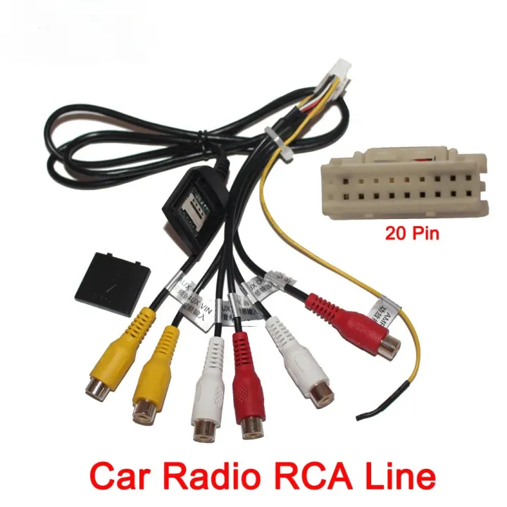 20 P car radio cable Car Stereo Plug Radio RCA Output AUX Wire Harness ...