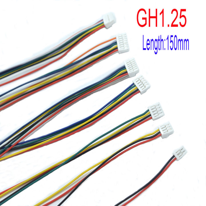 10PCS Micro JST GH 1.25 2P 3P 4P 5P 6PIN Pitch 1.25mm Male Plug Connector With Wire Cables 150mm ...