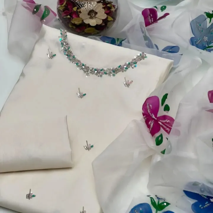 New Handmade fancy Beats work And Hand painted embroidered 3pc ...