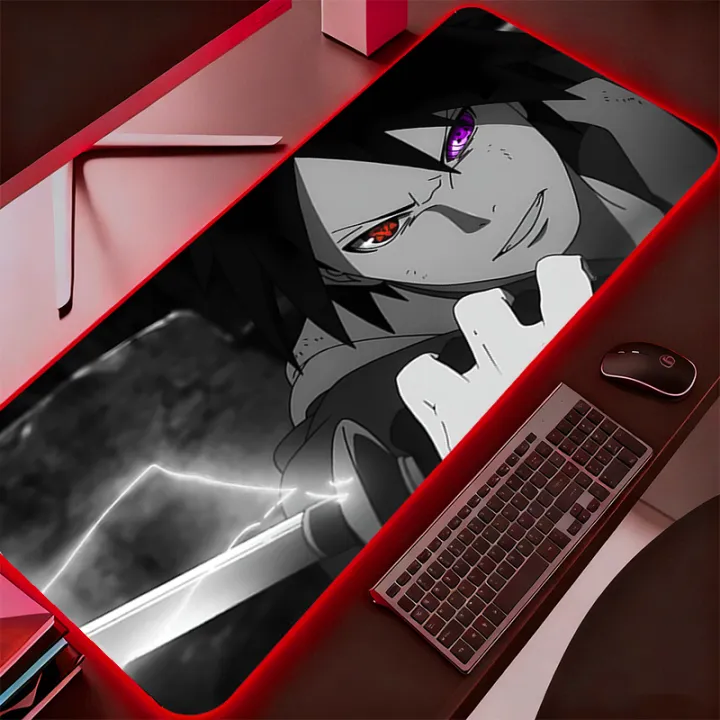 RGB Mouse Pad Naruto Sasuke Game Rubber Backlight Pc Keyboard Laptop ...