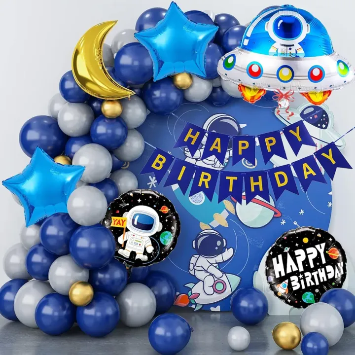 Space Theme pack of 54 pcs set Birthday Decoration Items for Boy Set of ...