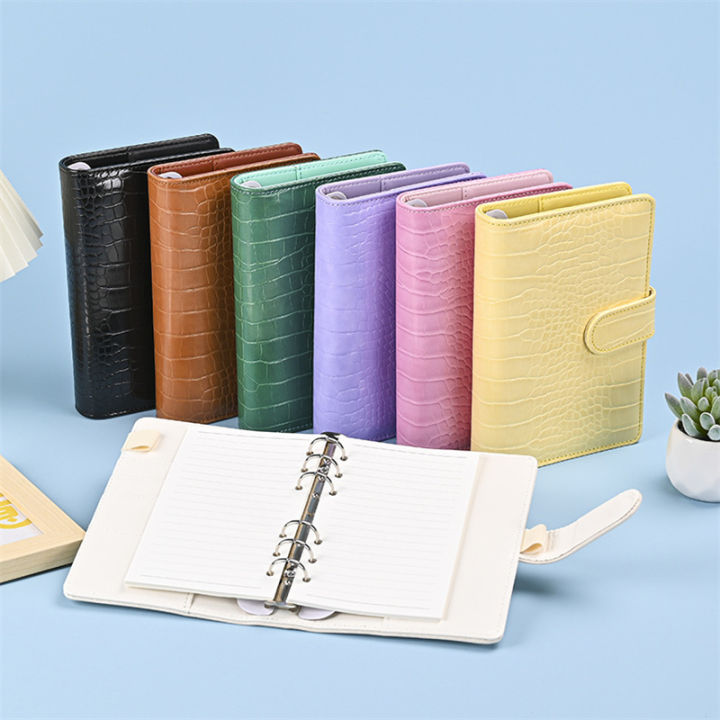 A7 Crocodile Color 6 Ring Binder PU Clip-on Notebook Leather Loose Leaf ...