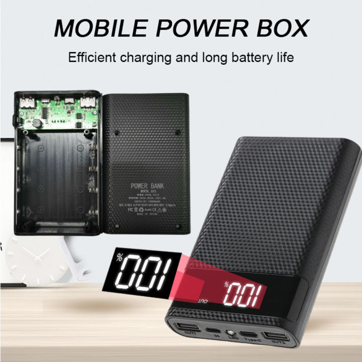 4x18650 Power Bank Case Portable USB & Type C Input Port Power Bank ...
