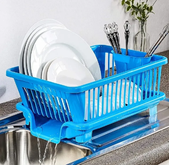 Disk rack 3 in 1 Plastic Sink Dish Rack Box Drainer with Tray for ...