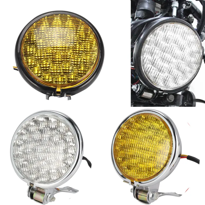 35W Motorcycle LED Headlight Universal Motorbike Retro Headlamp DC 12V ...