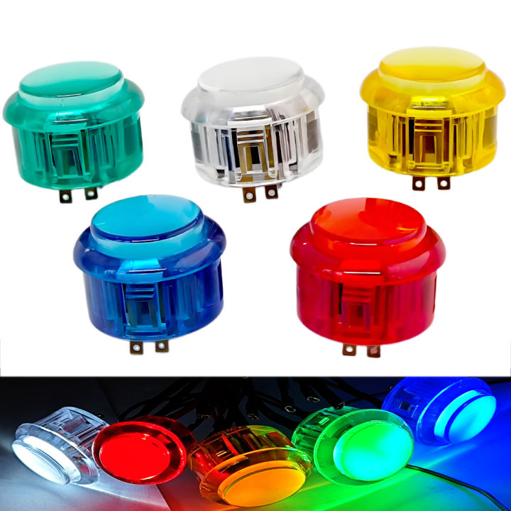 5V LED Illuminated Arcade Light Push Button 30mm/24mm Clear Plastic ...
