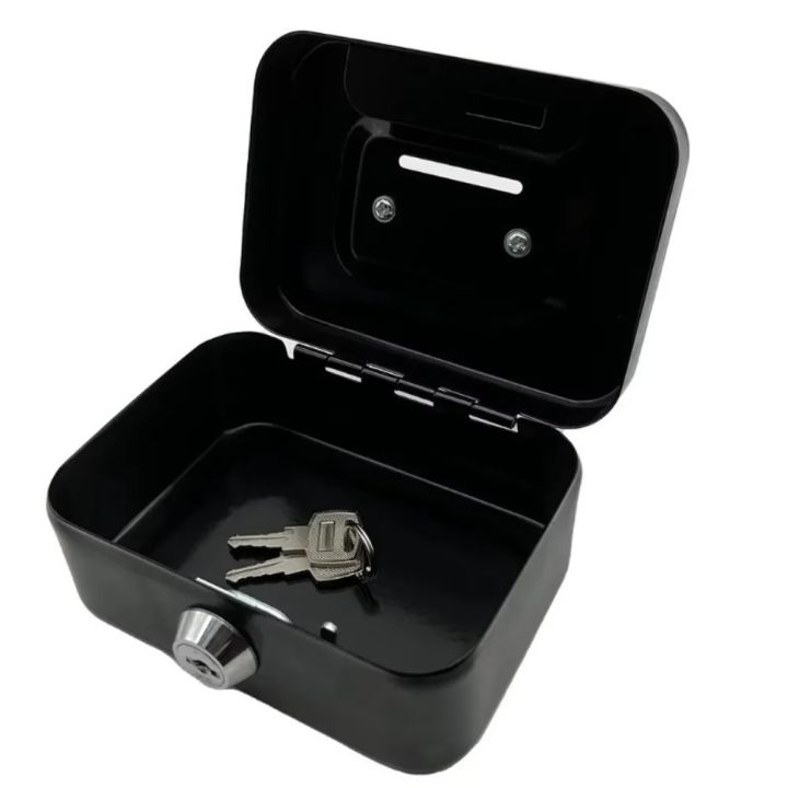 1PC Metal Key Lock Cash Box with Handle Small Kids Money Organizer ...