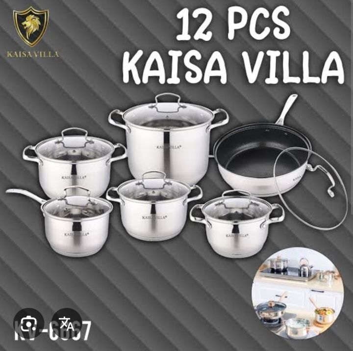 Kaisa Villa 12 Pcs Stainless Steel Cookware Set with Lid INDUCTION KV ...