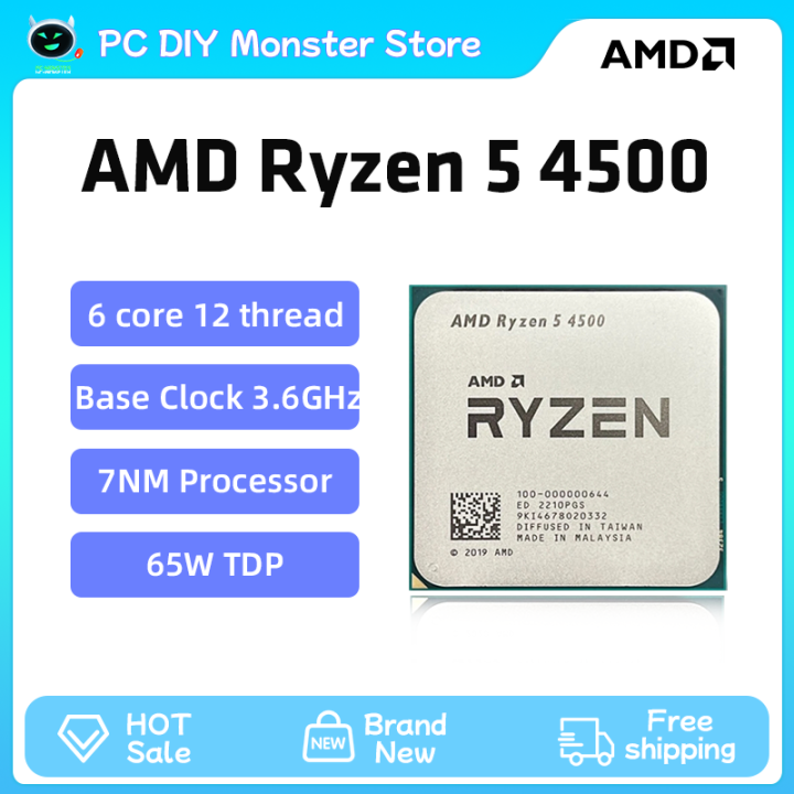 New AMD Ryzen 5 4500 R5 4500 6-Core 3.6 GHz 12-Thread 7NM 65W CPU Gamer ...
