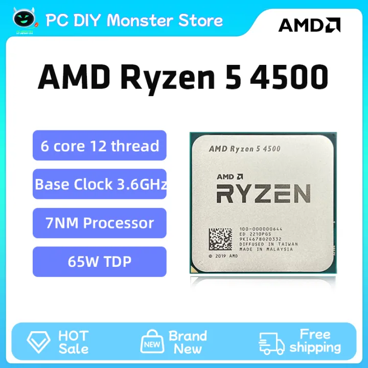 New AMD Ryzen 5 4500 R5 4500 6-Core 3.6 GHz 12-Thread 7NM 65W CPU Gamer ...