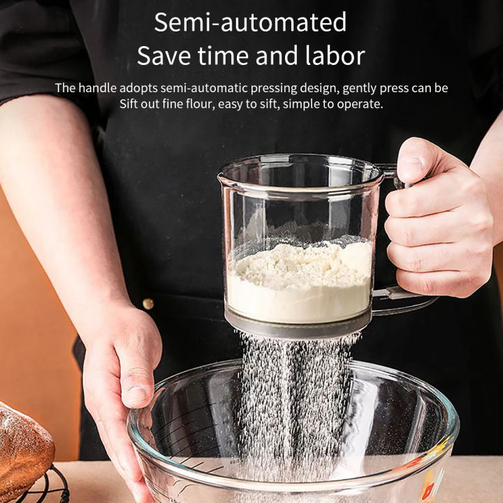 Kitchen Baking Cake Flour Sieve 40 Mesh Semi-automatic Filter Sieve ...