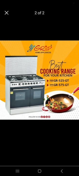 Grip 5 Burner Cooking Range , GR-315, LPG/NG , Black and Grey , Cooking ...