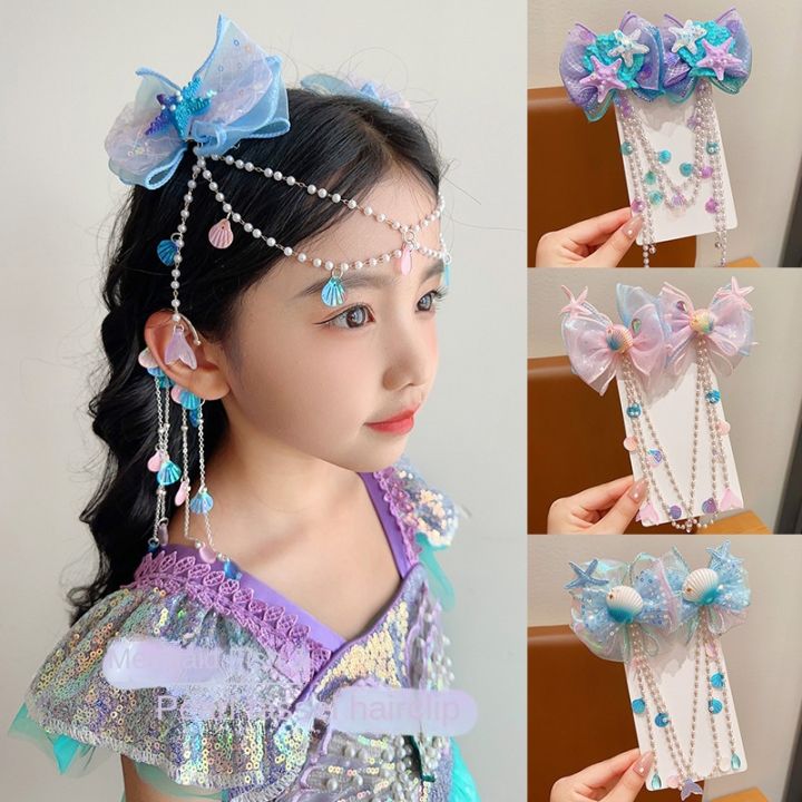 Mermaid Headdress for Children Super Fairy Princess Bow Forehead Chain ...