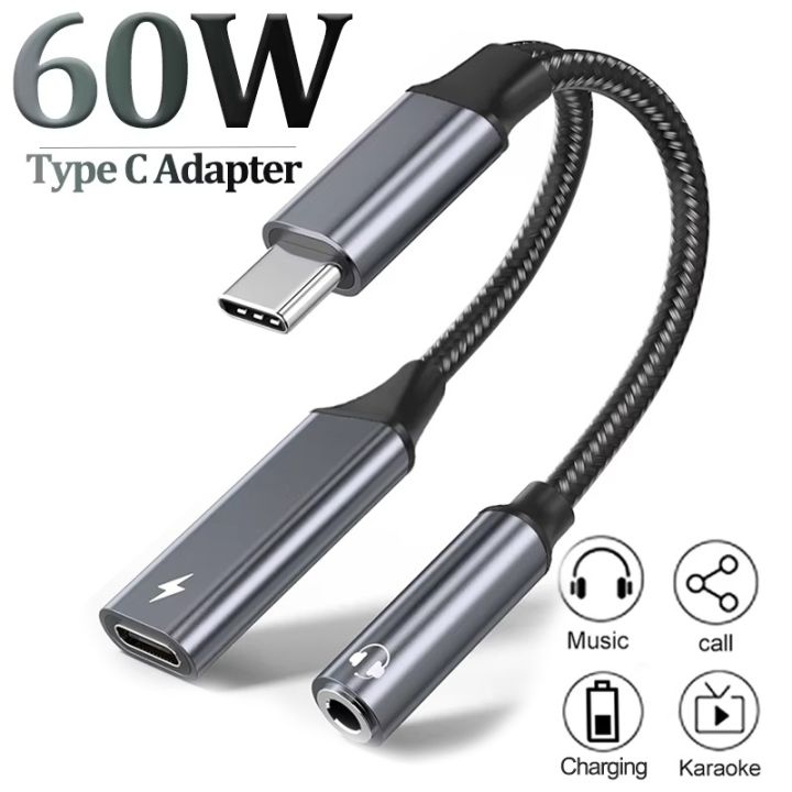 OTG 2 In 1 USB C Splitter to Dual USB C/3.5mm Earphone Jack Audio ...