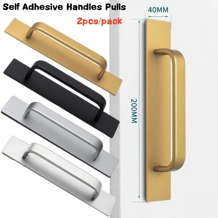 2pcs Self Adhesive Cabinet Handle Aluminium Alloy Drawer Push Pull ...