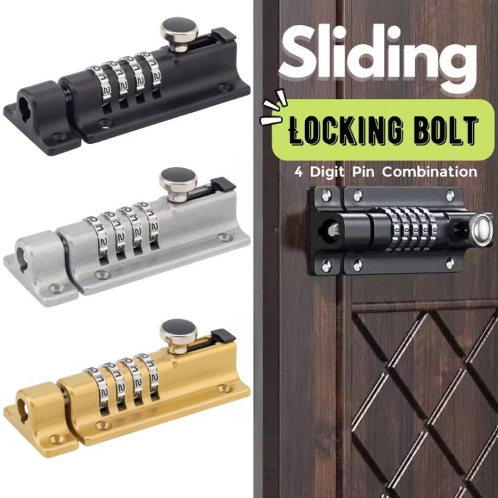 4-Digit Combination Sliding Bolt Gate Lock Anti-theft Password Locks ...