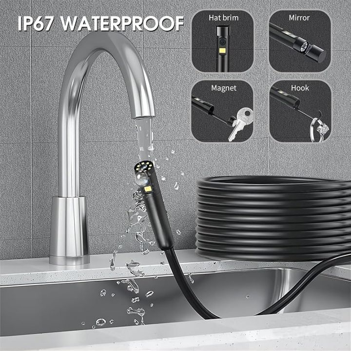 Industrial Endoscope with 8 LED Mini Endoscope Video Camera IP67 Lens ...