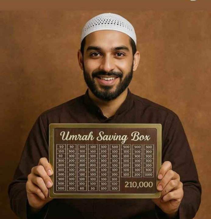 Wooden Umrah Saving Box - 280 Days Savings Plan - Islamic Halal Money ...