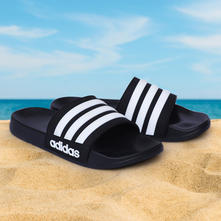 Men’s Classic Triple Stripe Slides – Black & White Comfort Fit | Daraz ...