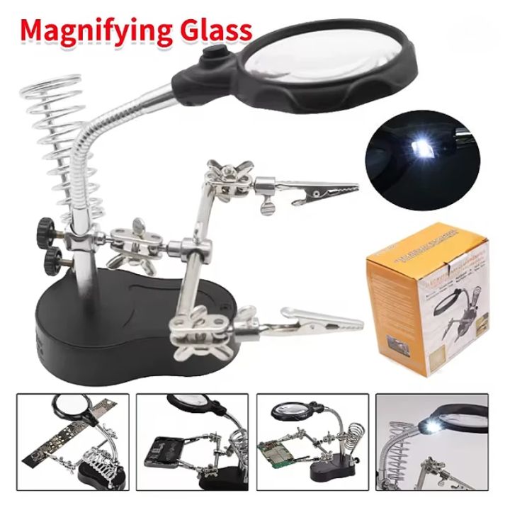 Magnifier LED Lighting Soldering Stand Desktop Soldering Holder Welding ...