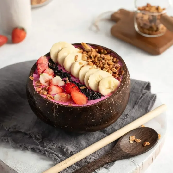 3 Sizes Natural Coconut Shell Bowl Coconut Bowl Wooden Bowls Light Food ...