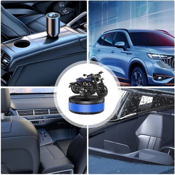 Solar Harley Bike Car Perfume Air Freshener 360° Rotating Car Perfume ...