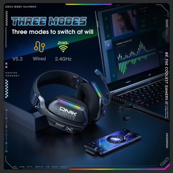 ONIKUMA GT808 Wireless Gaming Headset Low-Latency Connection, Active ...